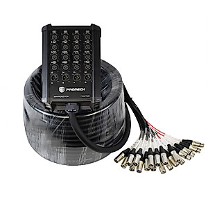 PRORECK 16-Channel Low Profile XLR Send Circuit Board Snake Cables, XLR Splitter Cable for Live, Recording, Stage, Studio, 100 Feet Long