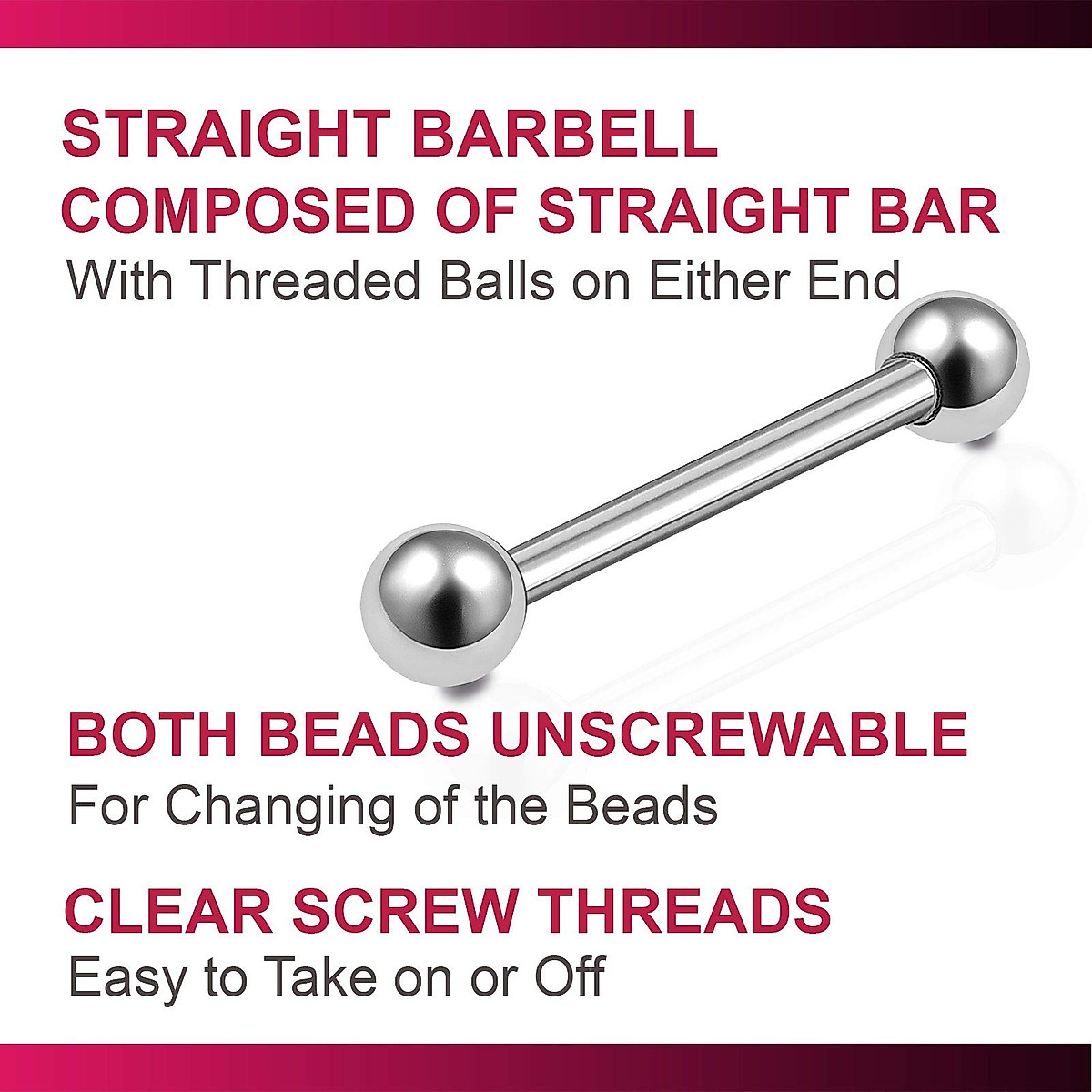 bodyjewellery 4pcs 16g Barbell Cartilage Earring Stud Vertical Anti Tragus Triple Forward Helix Bar Surgical Steel Lobe 4mm Ball - 8mm
