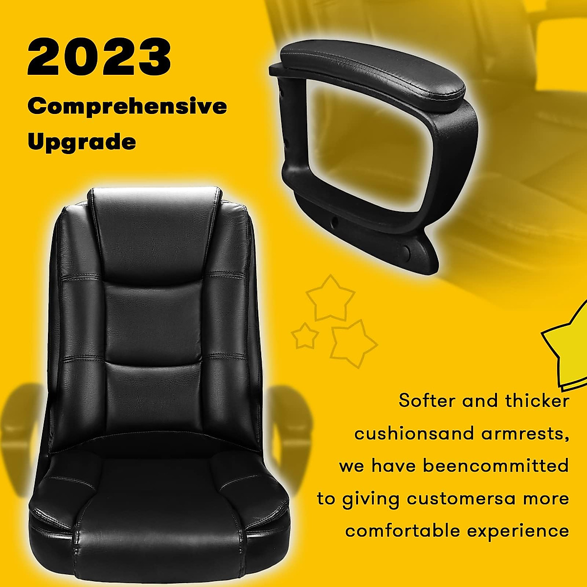 OFIKA Home Office Chair, Big and Tall Chair Heavy Duty Design, Ergonomic High Back Cushion Lumbar Back Support, 400LBS Computer Desk Chair, Adjustable Executive Leather Chair with Armrest (Black)