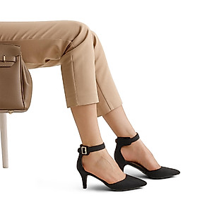 DREAM PAIRS Women's Lowpointed Black Suede Low Heel Dress Pump Shoes - 9 M US