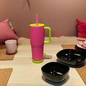 winiwo 40 oz Tumbler with Handle and Straw for Her, Flexible Straw, Insulated Tumbler Cups with Silicone Bottom, Keeps Beverages Cold Up to 24 Hours, Gym/Work/Travel/School/Gift（Ruby Red）