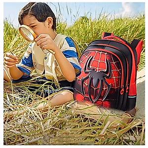 EFBJIXY Kids Backpack Spider Bookbags Boys Schoolbag With Lightweight Water Resistant (red black)