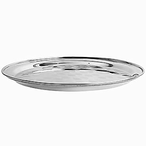 18" Stainless Steel Round Tray with Swirl Pattern, Serving / Display Tray by Tezzorio
