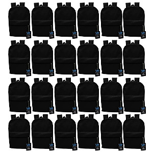 24 Pack Backpack , Bulk 17 inch Lightweight Student Outdoor Travel School Book Bag (Black)