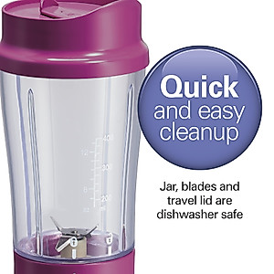 Hamilton Beach Shakes and Smoothies with BPA-Free Personal Blender, 14 oz, Raspberry