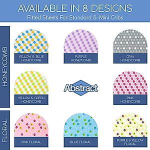 Fitted Crib Sheets for Portable Crib – Super Soft, 100% Jersey Cotton – 24” x 38” – for Boys and Girls, Fits Mini Mattresses - Covered Elastic Hem – Lavender Honeycomb– by Abstract