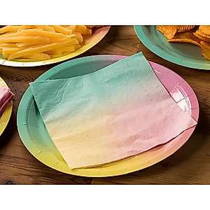 BLUE PANDA Paper Napkins for Rainbow Birthday Party (6.5 x 6.5 Inches, 150 Pack)