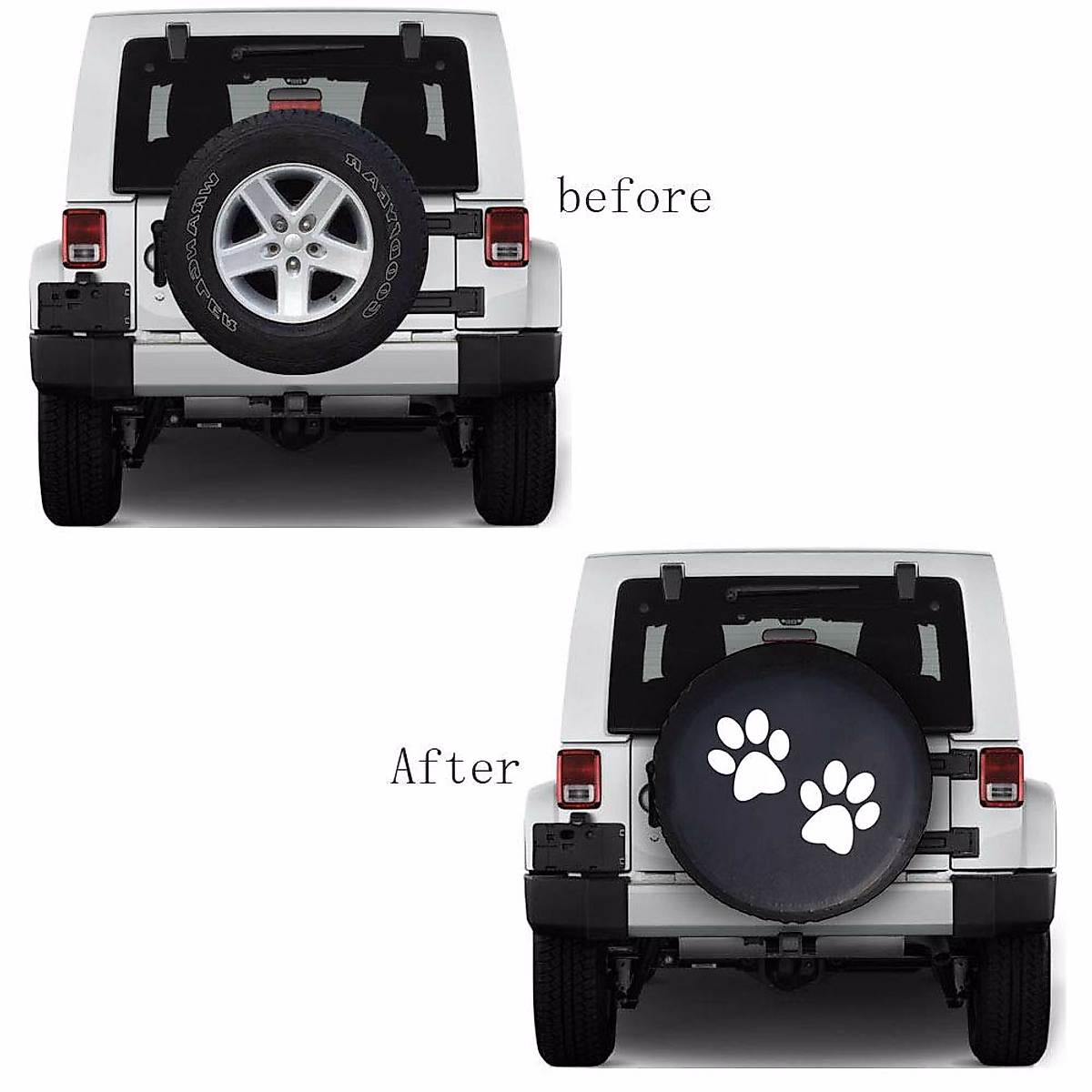 DKIIGAME Spare Tire Cover,Weatherproof Vinyl Leather Wheel Cover for Jeep Wrangler Sahara,Hummer H3,Toyota FJ,Trailer, RV, SUV, Truck (32"-33" Paw Print)