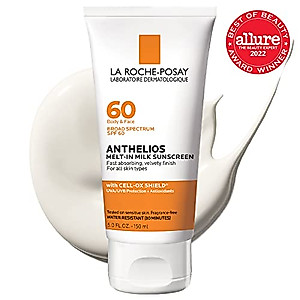 La Roche-Posay Anthelios Melt-In Milk Body & Face Sunscreen SPF 60, Oil Free Sunscreen for Sensitive Skin, Sport Sunscreen Lotion, Sun Protection & Sun Skin Care, Oxybenzone Free