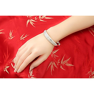 Women's 999 Solid Sterling Silver Chinese Dragon Phoenix Carved Adjustable Bangle Bracelet 27g Weight for Women | Dragon Jewelry for Women | Sterling Silver Bangle