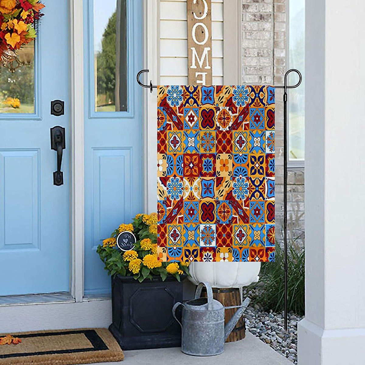 Double-sided garden flag Mexican Talavera Ceramic Tile Pattern Outdoor Flag Garden Flag Yard Outdoor Decoration （12×18in）.
