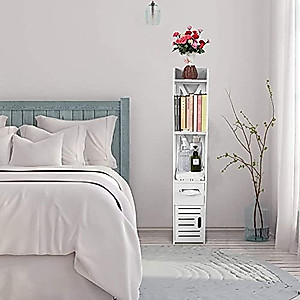 Tall Bathroom Cabinet, Bathroom Storage Accessories Floor Standing Waterproof Cabinet Bathroom White Robust Bathroom Furniture Bathroom Toilet Silm Shelf Bathroom Organizer Tall Cupboard Storage Rack