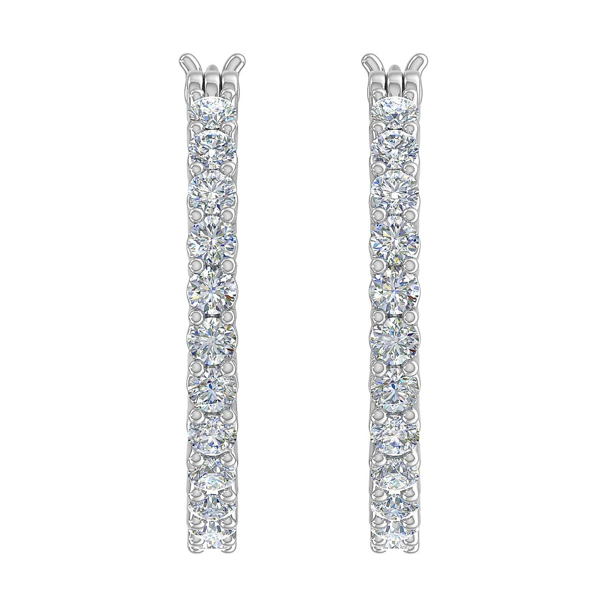 1/2 Carat Natural Diamond Hoop Earrings in 10K White Gold
