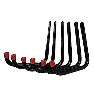 Tetra-Teknica UH01-6P Heavy Duty Garage Storage Utility Hooks, Large Size, Color Black, 6 per Pack