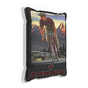 Canada Downhill Biker Sunset Canvas Throw Pillow for Couch or Sofa at Home & Office from Travel Artwork by Artist Paul A. Lanquist 13" x 19".