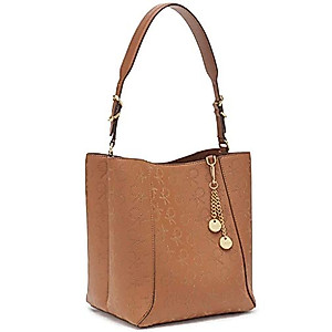 Calvin Klein Denver Perforated Montego Logo Hobo Shoulder Bag, Caramel Perf