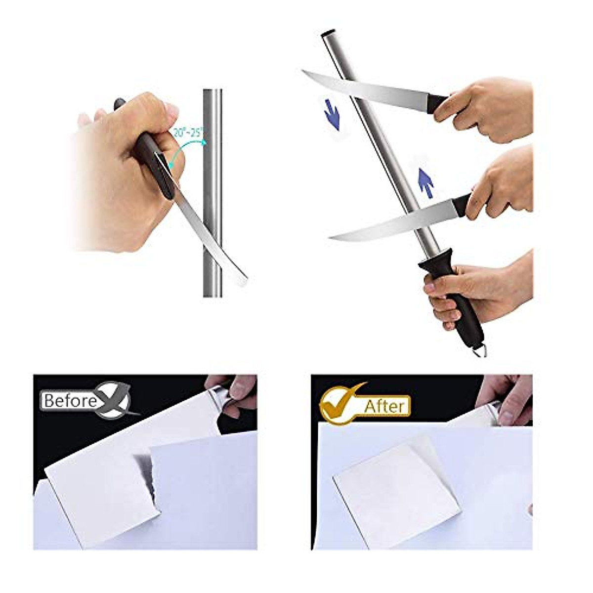 10 InchKnife Sharpener Rod, Professional Knife Sharpening Steel Honing Steel Tool for Home Hotel Restaurant Kitchen