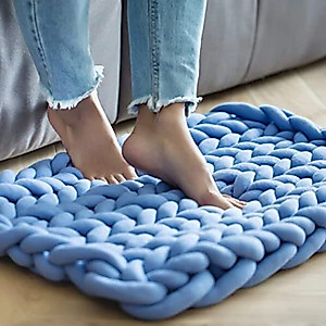 Arm Knitting Yarn for Chunky Braided Knot Throw Blanket DIY, Soft Extra Cotton Washable Tube Bulky Giant Yarn for Weave Craft Crochet (Navy Blue 2.2lb)