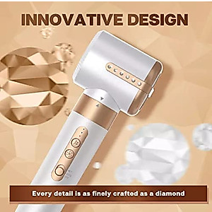 Hot Air Hair Dryer Brush, 7 in 1 Hot Air Brush Styler Dryer and Volumizer Hair dryer Left & Right Curling Barrel/Straightener/Wind hood/Concentrator/Curling Comb Hair Brush Blow Dryer for Women, White