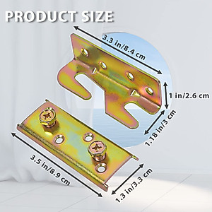 Antfly Bed Rail Brackets, Bed Rail Fittings, Heavy Duty Non-Mortise, Bed Frame Bed Post Double Hook Slot Bracket, Set of 4