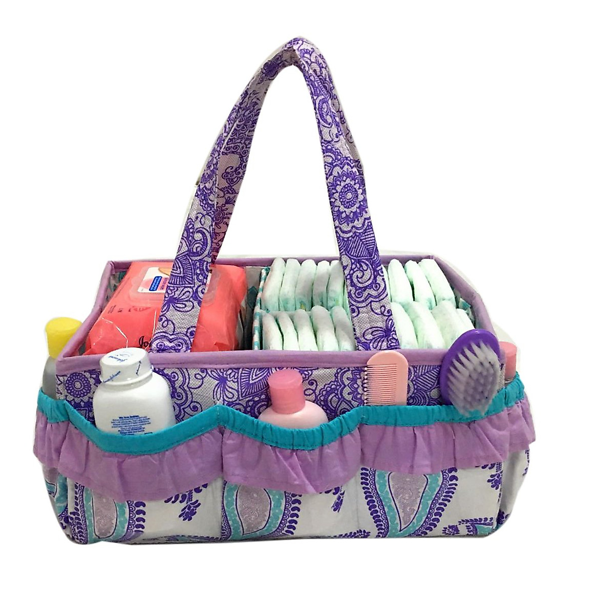 Bacati - Paisley Kids Storage (Nursery Storage Caddy, Lilac/Purple/Aqua)