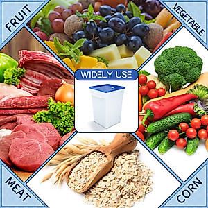 Roshtia 2 Pcs 22 Qt with Lid Commercial Large Food Storage Containers with Lids Airtight Plastic Brining Bucket with Lid Square Polycarbonate Container for Kitchen Sugar Coffee Food Prep, White