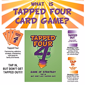 Tapped Four Card Game, 2 to 8 Players - Strategy, Luck, Laughter, Nonstop Fun for Family and Friends