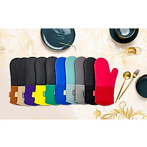 Honla Silicone Oven Mitts,Heat Resistant to 500 F,1 Pair of Non Slip Kitchen Oven Gloves for Cooking,Baking,Grilling,Barbecue Potholders,Black