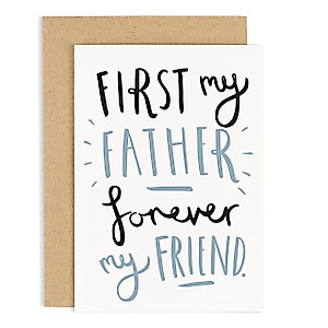 Old English Co. First My Father Forever My Friend Father's Day Card for Dad - Heartfelt Card for Dad from Son Daughter | Dad Birthday Card for Him | Blank Inside & Envelope Included