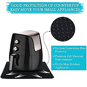 BYKITCHEN Heat Resistant Mat for Air Fryer, 3pcs Air Fryer Mat with Appliance Sliders Function, Kitchen Countertop Protector Appliance Slider Mat for Air Fryer, Coffee Maker, Blender and More