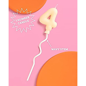 xo, Fetti #4 Orange Birthday Candle - 1 Piece | Birthday Supplies, Fourth Birthday Party Favors, 4th, 14th, 24th, 34th, 40th