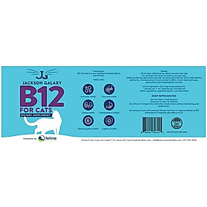 Jackson Galaxy: B12 for Cats-Dietary Supplement-Supports The Health of Your cat’s Immune System, Nervous System, Digestive System & Cognitive Function.