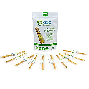 10 Peelu Miswak Sticks for Teeth by Eco Compassion, 100% Natural Toothbrush | Eco Friendly Sewak Chewing Stick | Best Natural Teeth Whitening Pen | Whiter, Fresher Breath | A Healthy Manual Toothbrush