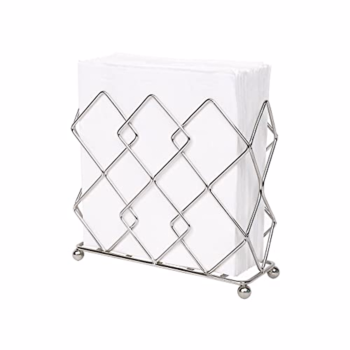 LEVIMETREE Silver Napkin Holder - Stainless Steel Napkin Holders for Tables Modern Serviette Holder Tissue Dispenser Perfect for Outdoor Events - Decorative Clear Cocktail Napkin Kitchen Décor