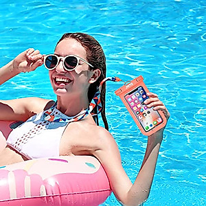 JOTO Waterproof Phone Pouch IPX8 Universal Waterproof Case Dry Bag Phone Protector for iPhone 14 13 12 11 Pro Max Plus XS XR X 8 Galaxy S23 S22 S21 S20 Pixel Up to 7" -2 Pack, Blue/Orange