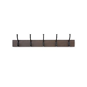 Amazon Basics Rectangular Wall-Mounted Farmhouse Metal, Coat Rack, 5 Hooks, Espresso
