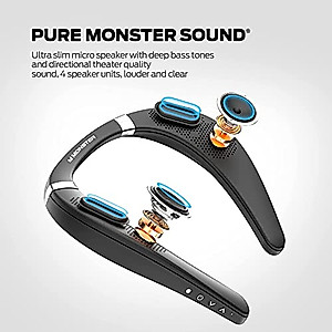 Monster Boomerang Neckband Bluetooth Speaker, Wireless Wearable Speaker, Portable Speaker and 12H Playtime, IPX7 Waterproof, Neck SpeakerTrue 3D Stereo Sound, for Home Sport Outdoor, Black