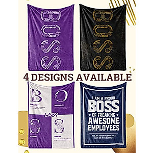 Boss Gifts from Employees, Boss Lady gifts, Bed Flannel Fleece Plush Throw Blankets (50"x 65") Office Gift idea for women in Boss Day, Birthday, Christmas, Appreciation, Retirement, Definition-Purple