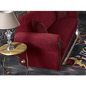 Beyan Signature Empire Furniture USA Park Ave Collection Convertible Sofa Bed with Storage Space and Includes 2 Pillows, Red