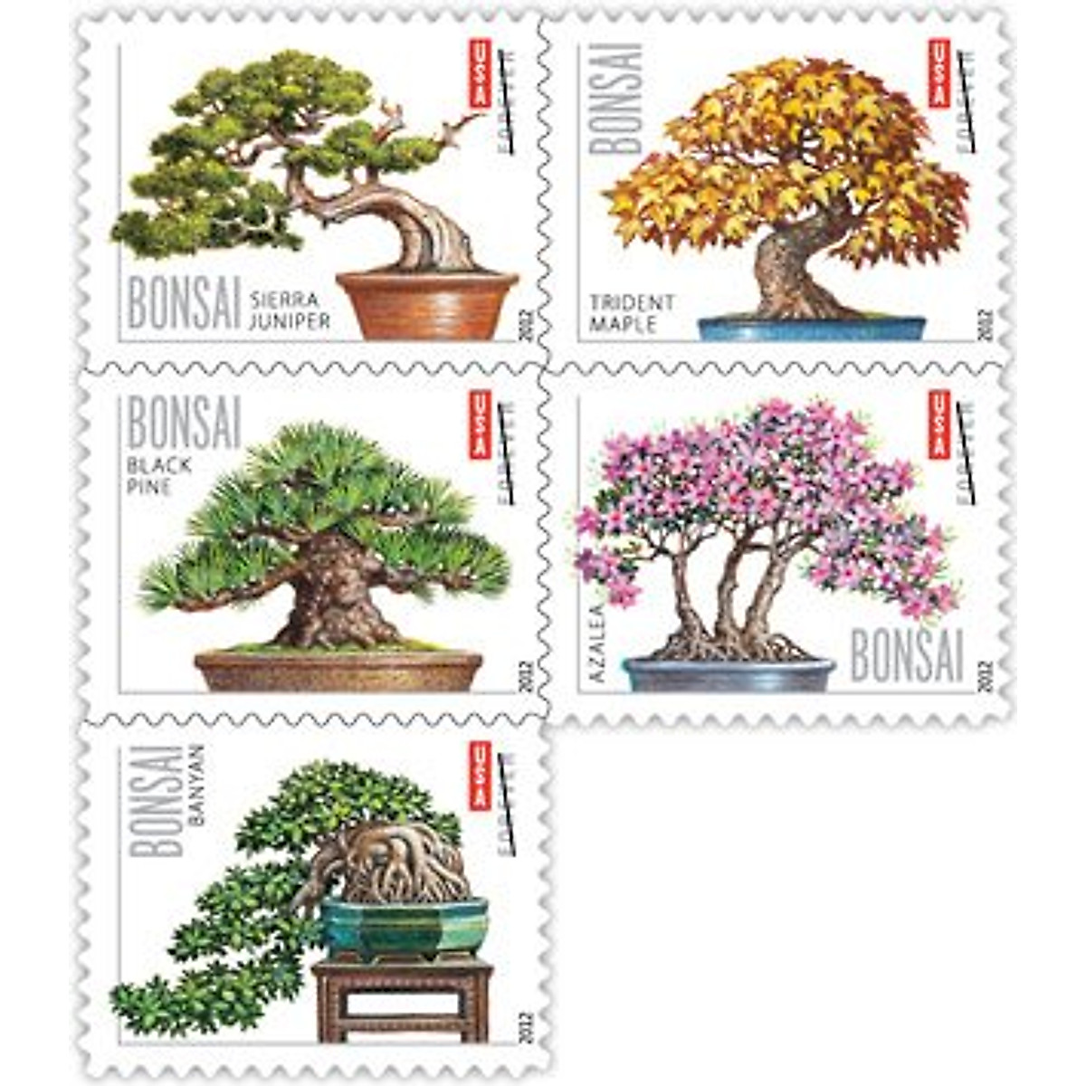 Bonsai Tree Booklet Pane of 20 x Forever Stamps Scott 4618-22