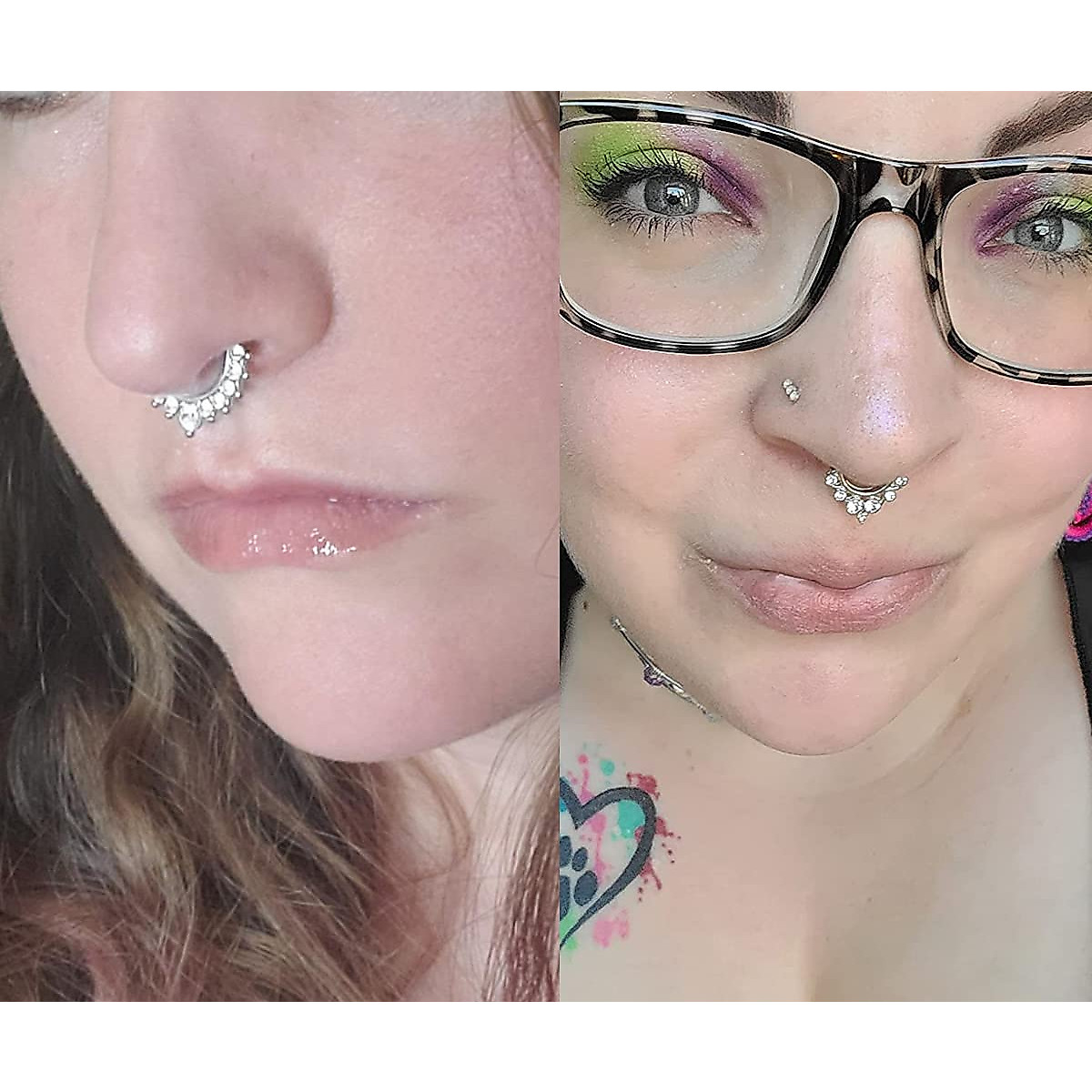 QWALIT Fake Septum Nose Rings for Women, Fake Nose Piercing Hoop, Stud, Helix Earring