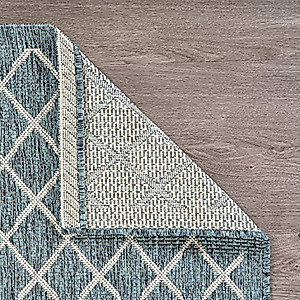 LR Home Sun Shower Indoor/Outdoor Area Rug, 8' x 10', Blue/Gray