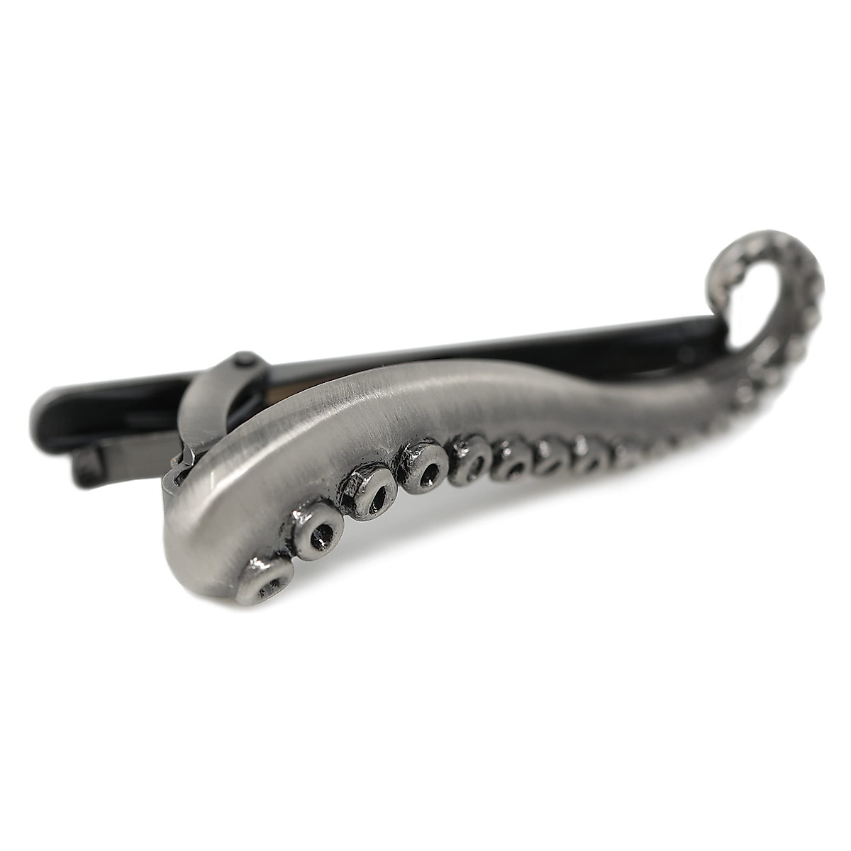 MENDEPOT Octopus Limb Tie Bar Burnished Silver Tone Octopus Limb Tie Clip In Box
