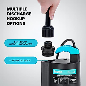 BOMGIE 1/3 HP Submersible Water Pump, 2250GPH Thermoplastic Sump Pump Portable Electric Utility Water Pump Removal for Pool Draining Basement Hot Tubs Garden Pool Cover Pond with 10ft Power Cord