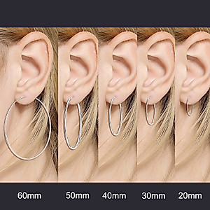 YFN Large Hoop Earrings Sterling Silver Polished Round Circle Endless Earrings Diameter 50mm