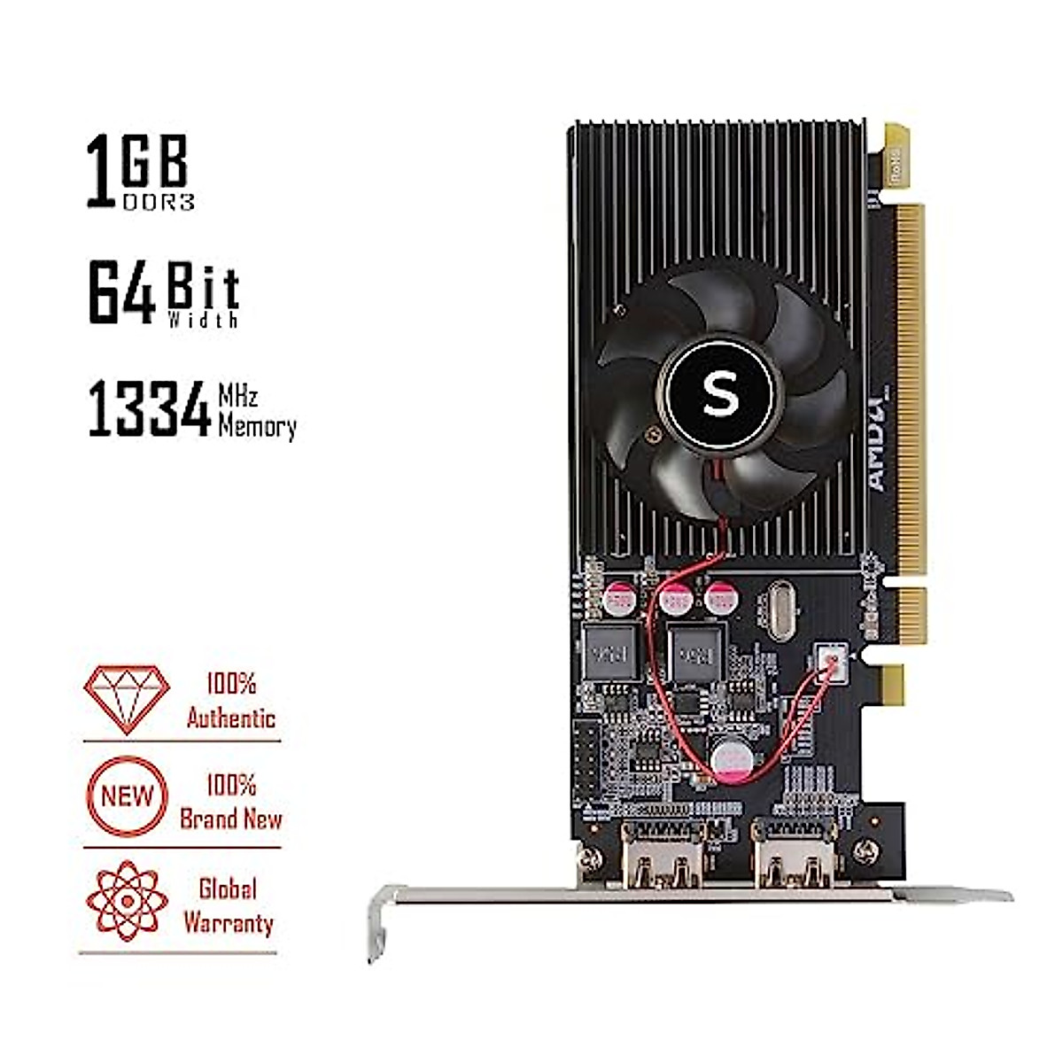 SAPLOS Radeon HD 6570 Graphics Card, Dual HDMI, 1G GDDR3 64-bit, Video Cards PC, Low Profile, Computer GPU, PCI Express x 16, 60W Low Power, Plug & Play, Single Fan Air Cooling