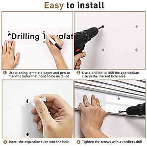 CRJKIJ Wall Mounted Laundry Drying Rack for Clothes - Foldable Conceal Drying Rack，4 Stainless Rods Heaving 48 lb Capacity (White, 23.6")