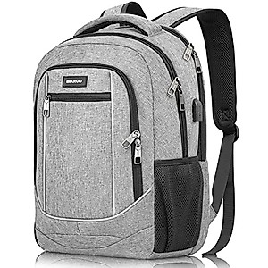 BIKROD Travel Laptop Backpack for Men and Women, Backpack for School Teen Boys and Girls, Student Bookbag 15.6 inch Laptop Compartment with USB Charging Port and Anti theft Poket, Grey