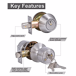 Lanwandeng 3 Sets Keyed Alike Entry Door Knobs and Single Cylinder Deadbolt Lock Combo Set Security for Entrance and Front Door, All Keyed Same Door Lock with Classic Satin Nickel Finish