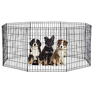 BestPet 30 Inch Dog Playpen Dog Fence Metal Wire Portable Pet Playpen Dog Pen Indoor Outdoor Exercise Pen for Dogs Cats Dog Gates with Doors Dog Crate Kennel Cage, Black